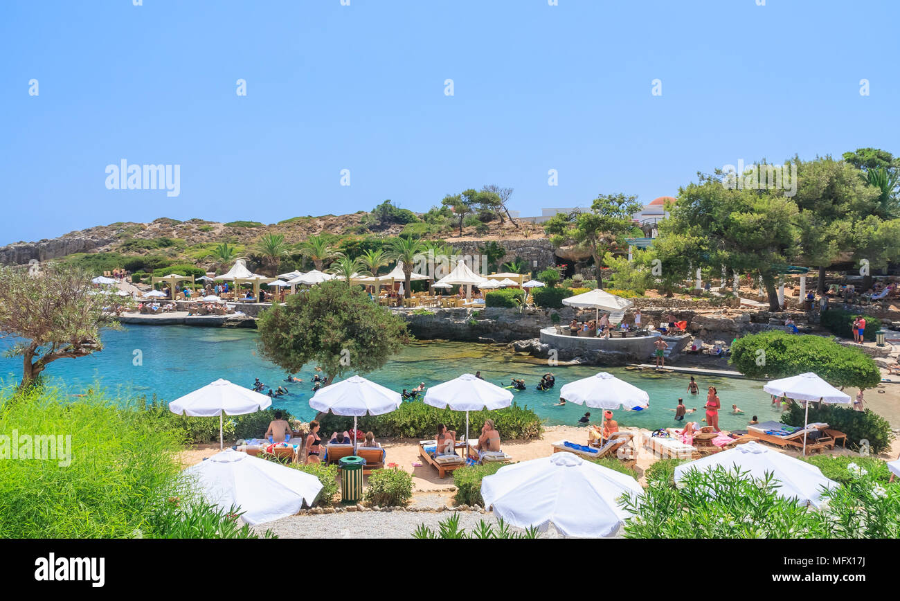Beach within the thermal springs Kallithea (Terme Kalithea). Rhodes ...