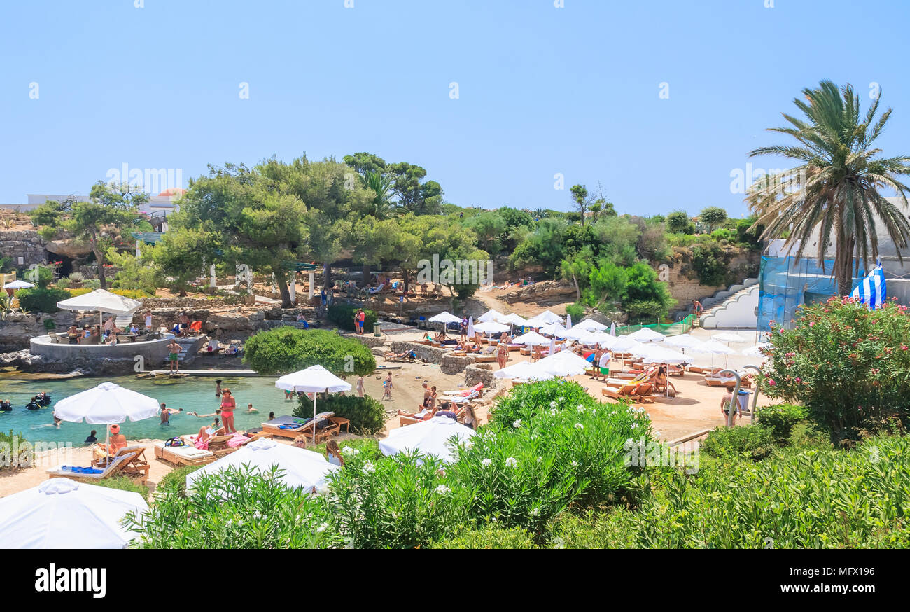 Beach within the thermal springs Kallithea (Terme Kalithea). Rhodes ...