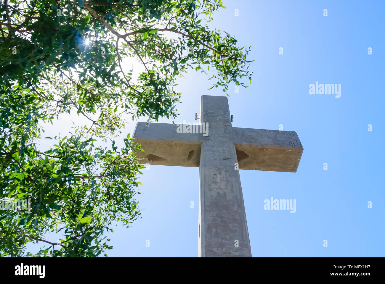 Cross on the observation deck. Mount Filerimos. Rhodes. Greece Stock ...