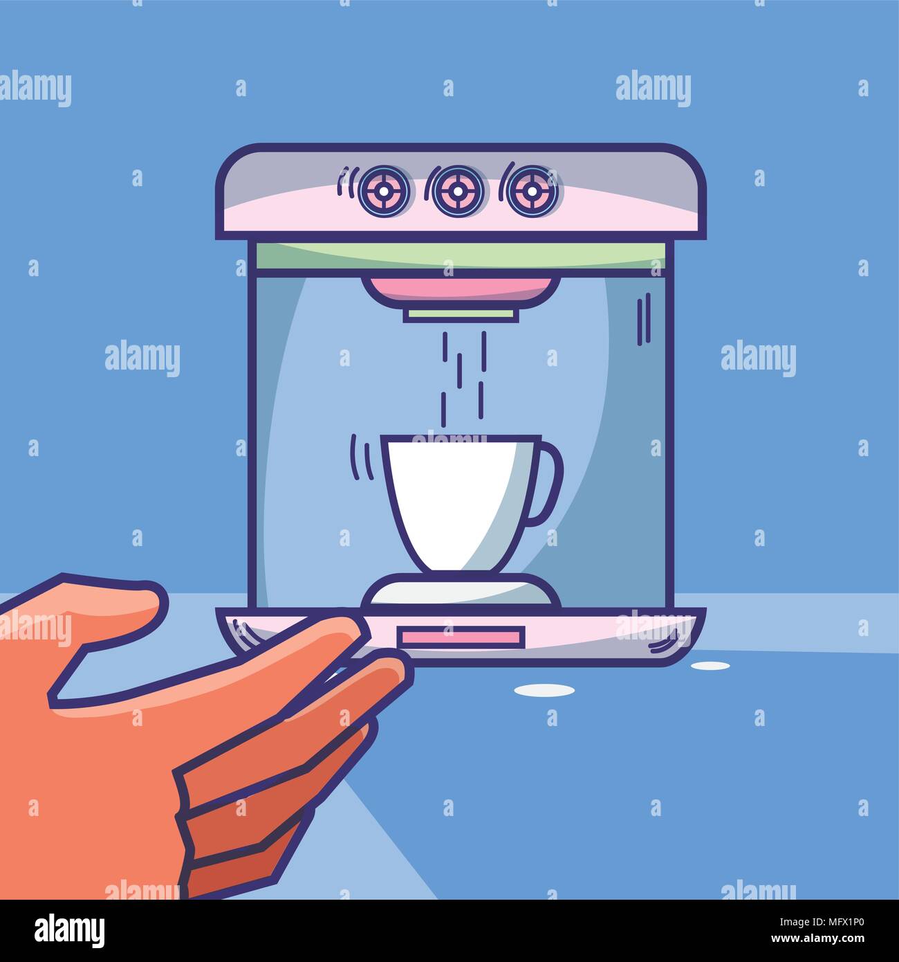 Hand grabbing Coffee machine Stock Vector Image & Art - Alamy