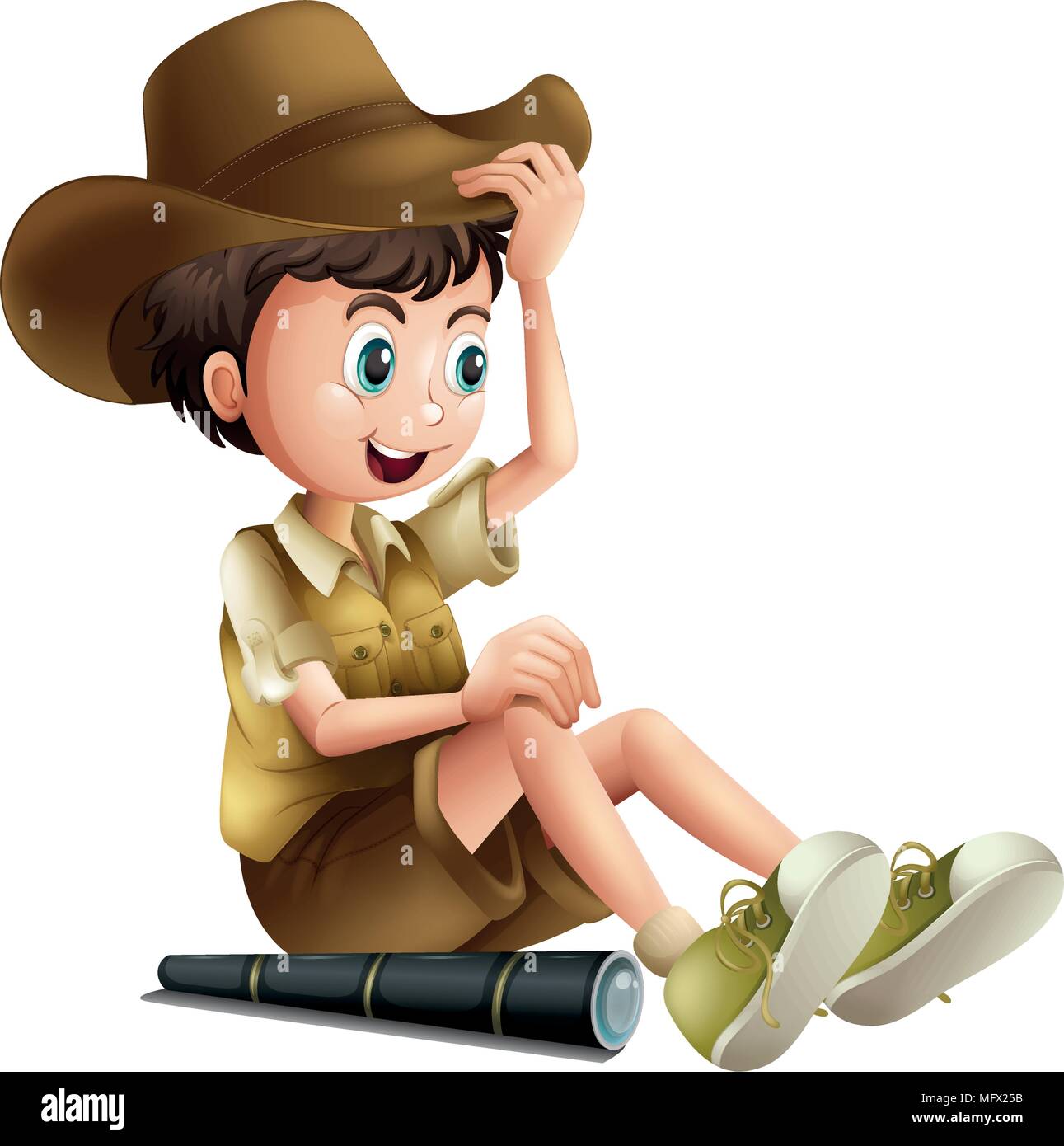 A Safari Boy with Telescope illustration Stock Vector Image & Art - Alamy