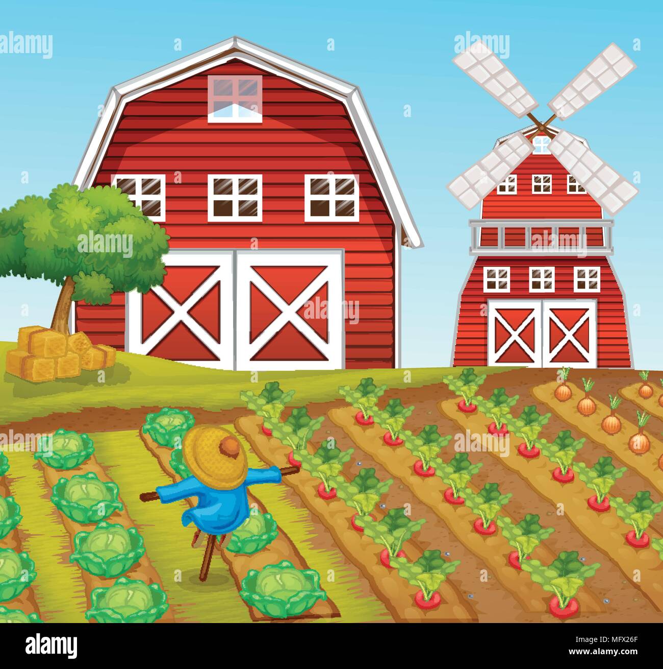 Rural Farm and Barn Landscape illustration Stock Vector Image & Art - Alamy