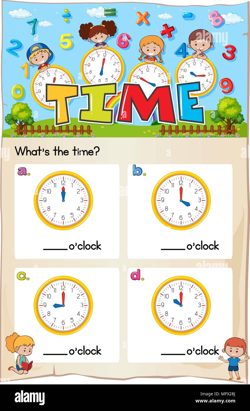 Mathematics Time Chapter Work Sheet illustration Stock Vector Image ...