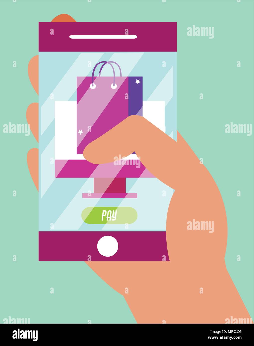 Woman using touchscreen smartphone Stock Vector Images - Alamy
