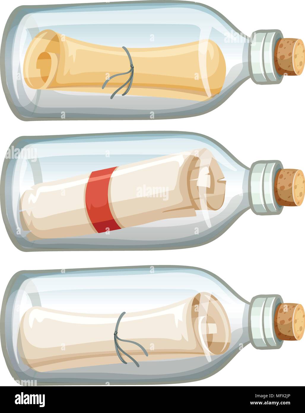 Letter in Bottle on white Background illustration Stock Vector Image ...