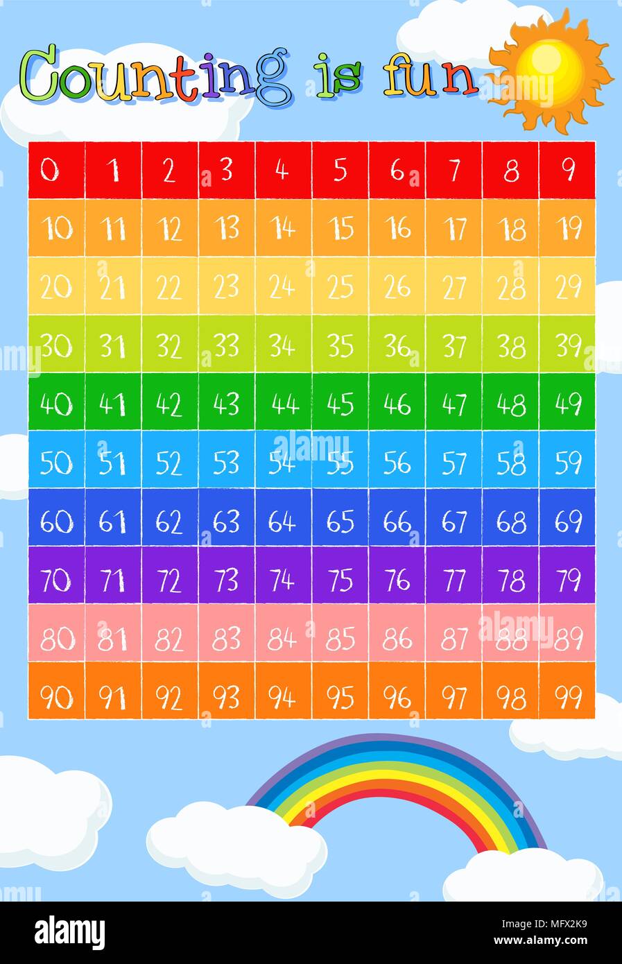 Math worksheet for counting to 99 illustration Stock Vector Image & Art ...