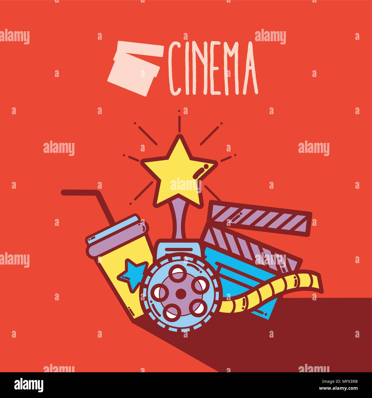 Cute cinema cartoons concept cinema cartoon Stock Vector Image & Art ...