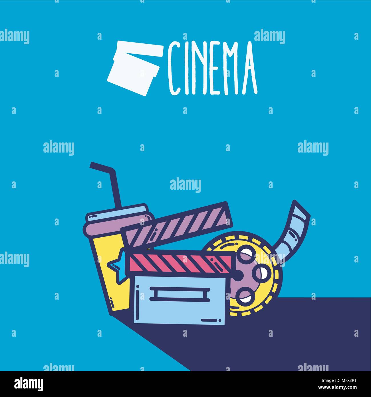 Cute cinema cartoons concept cinema cartoon Stock Vector Image & Art ...