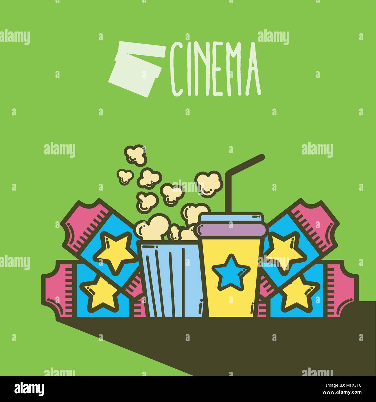 Cute cinema cartoons concept cinema cartoon Stock Vector Image & Art ...