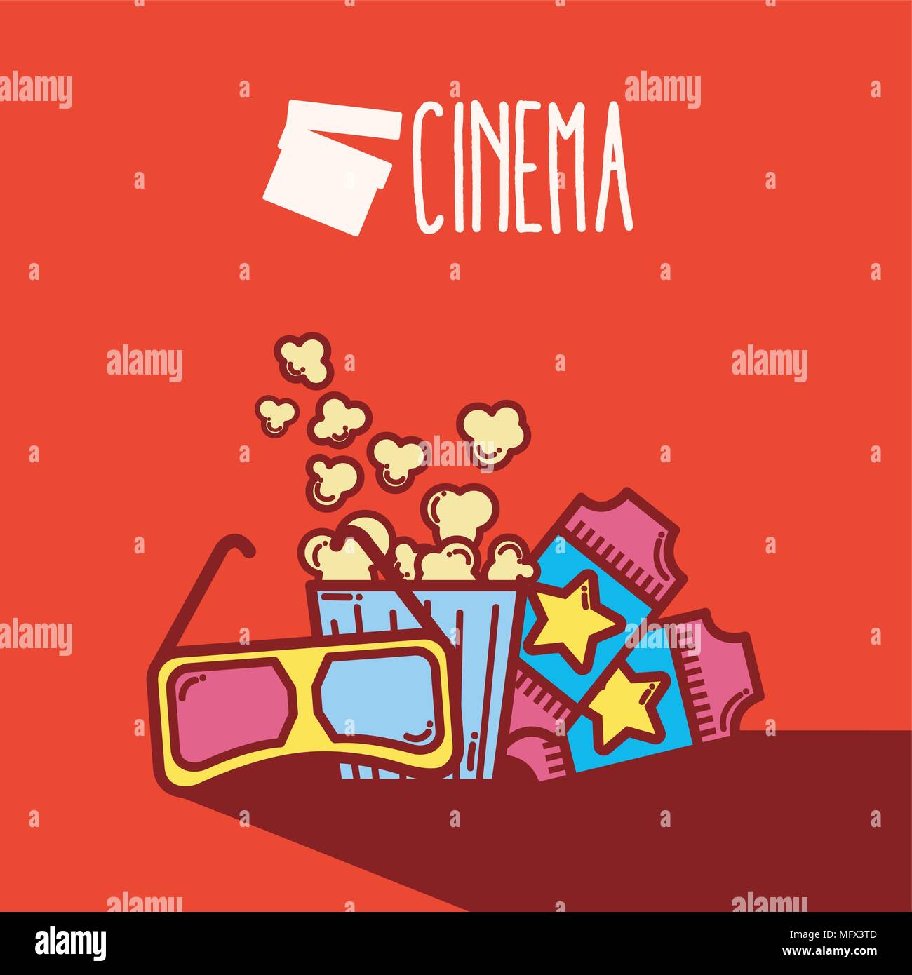 Cute cinema cartoons concept cinema cartoon Stock Vector Image & Art ...