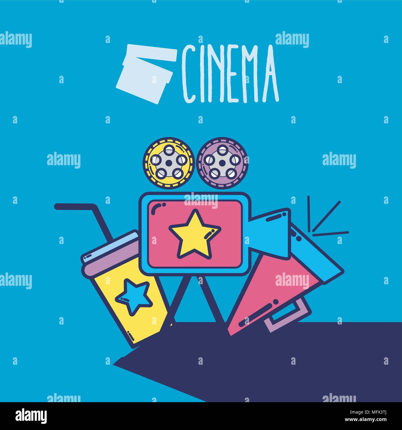 Cute cinema cartoons concept cinema cartoon Stock Vector Image & Art ...