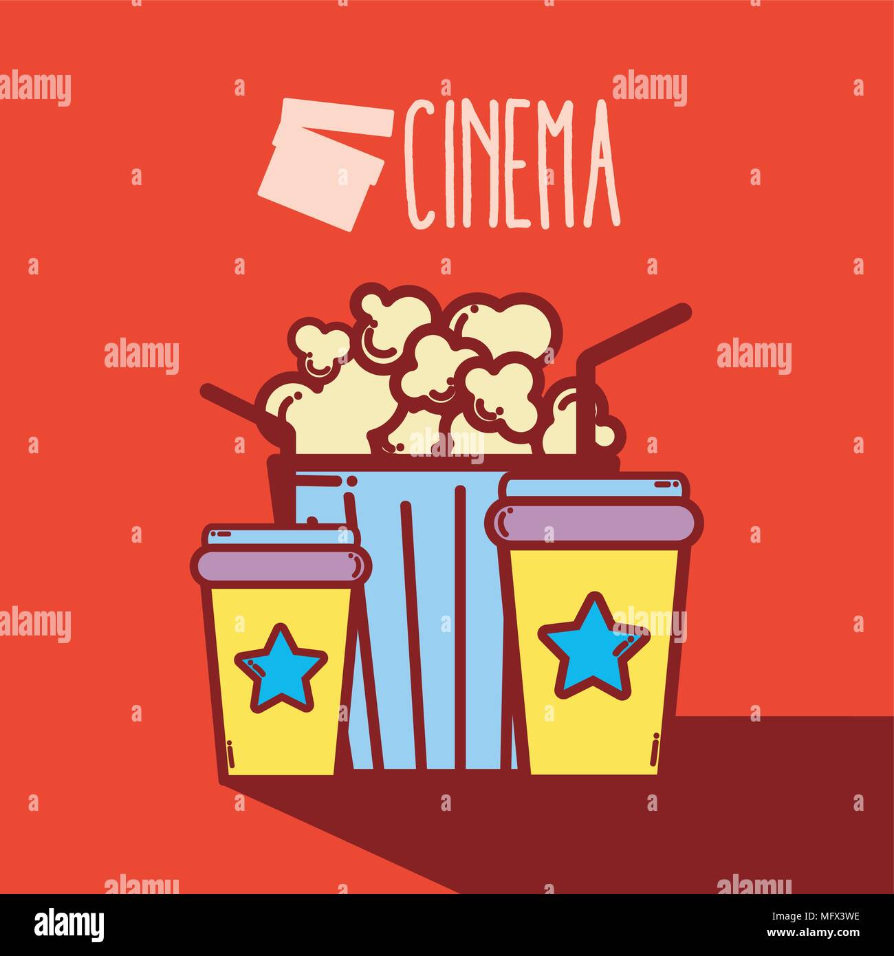 Cute cinema cartoons concept cinema cartoon Stock Vector Image & Art ...