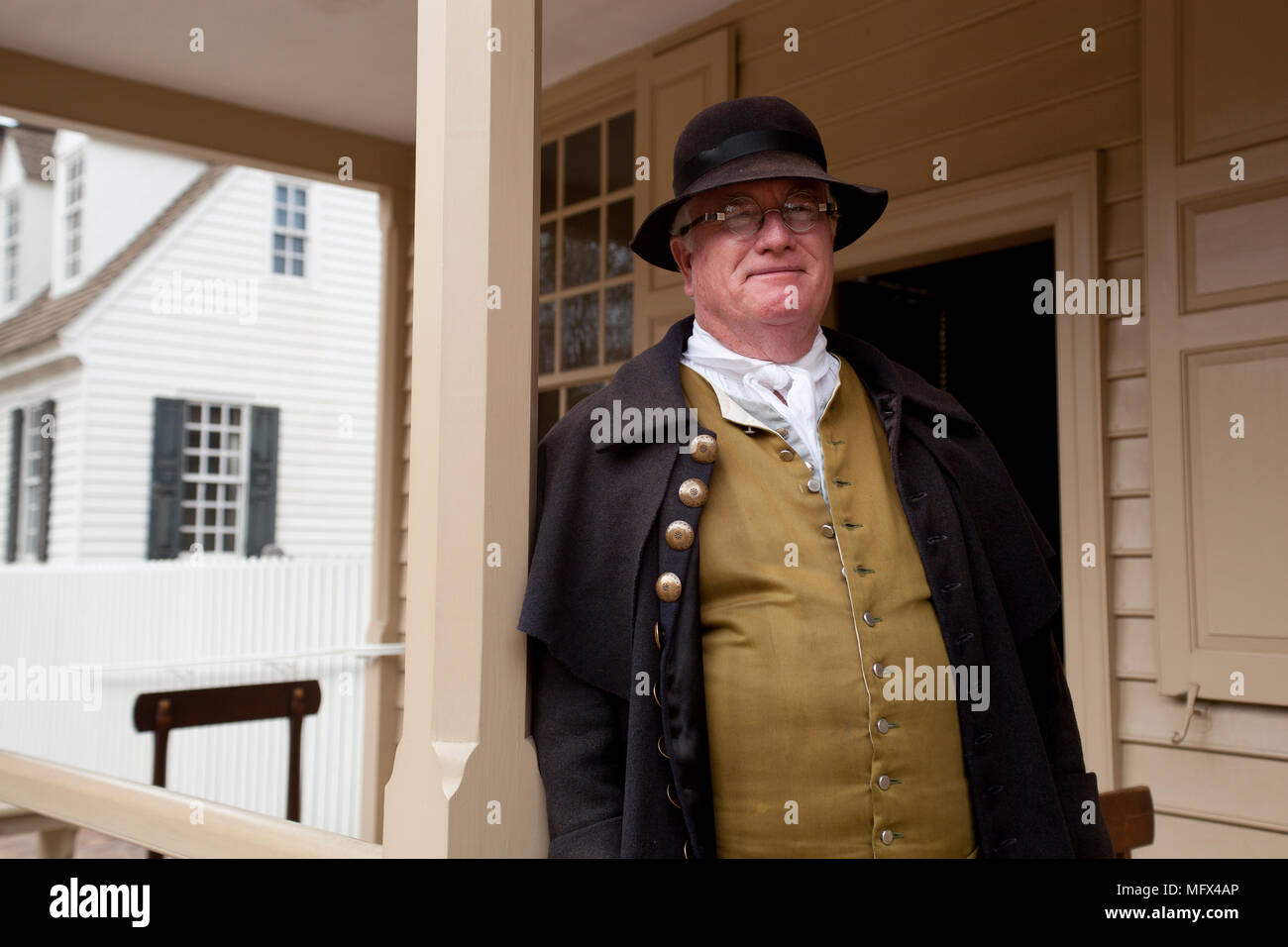 Portrait of a gentleman dressed in early American costume in colonial ...