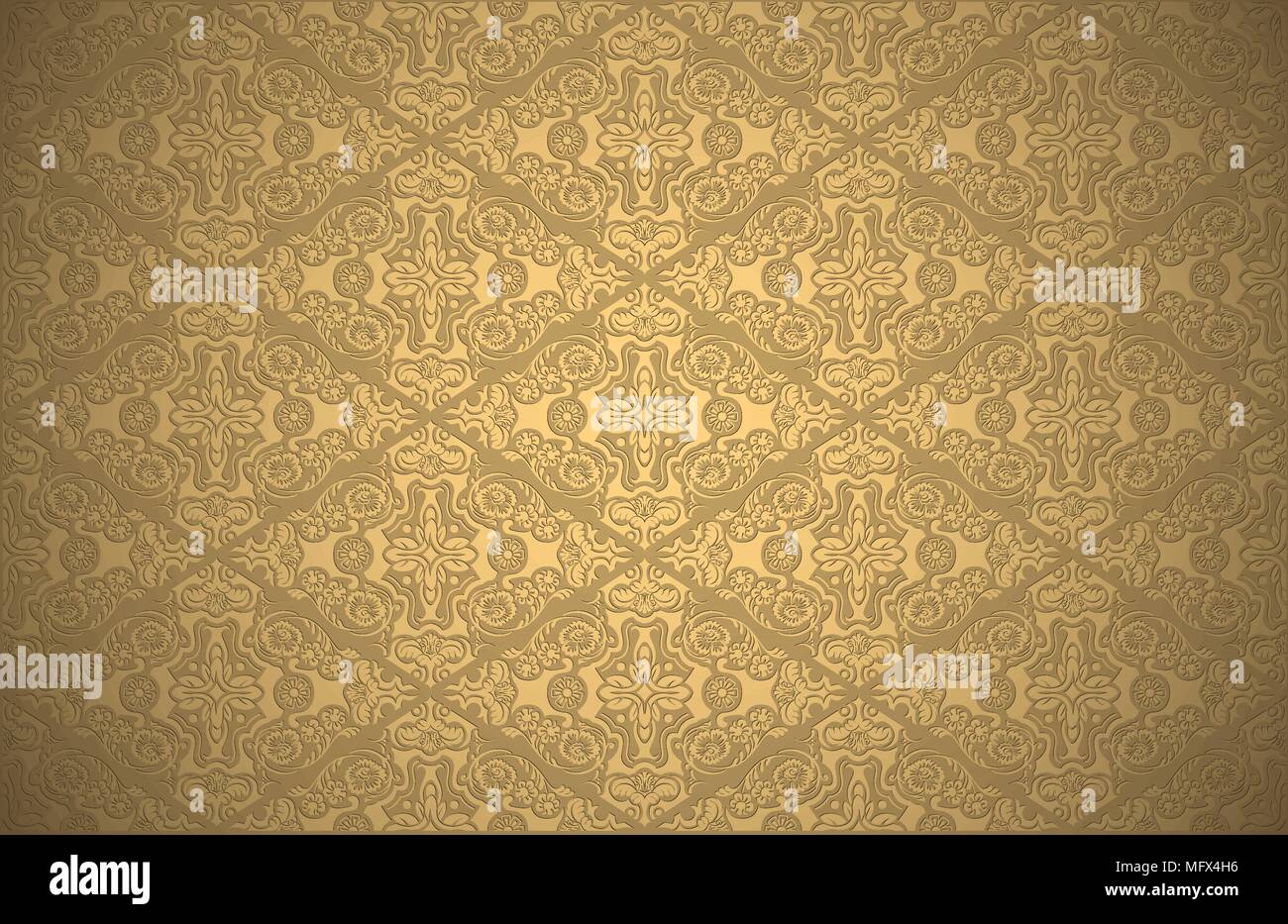 Damask Pattern in Gold Colors Stock Vector Image & Art - Alamy