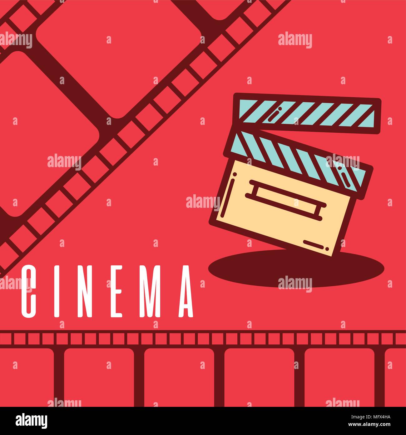 Cinema cartoon symbol over reel background Stock Vector Image & Art - Alamy