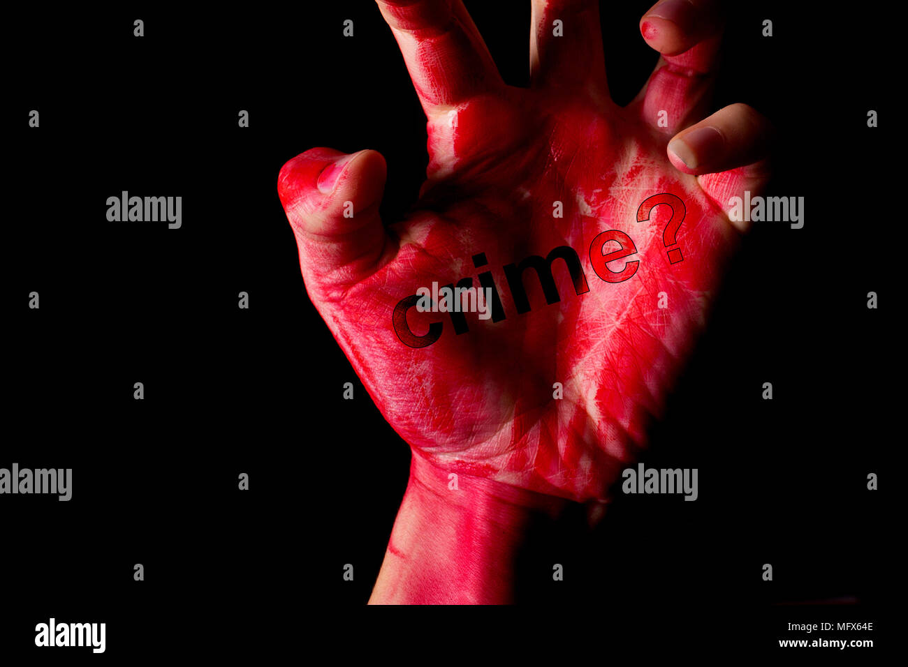 hand in blood on black background. crime comcept Stock Photo - Alamy