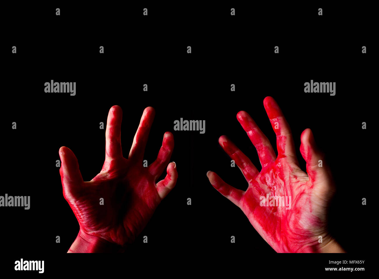 murderer regret his crime concept. bloody hand Stock Photo - Alamy
