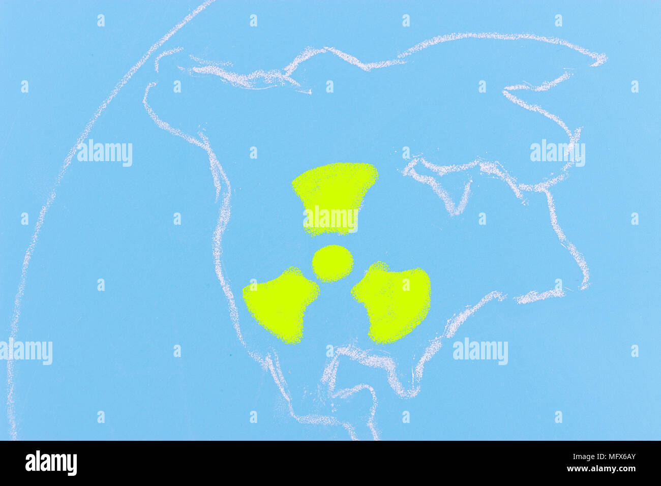 Radioactive radiation warning on the earth planet Stock Photo - Alamy