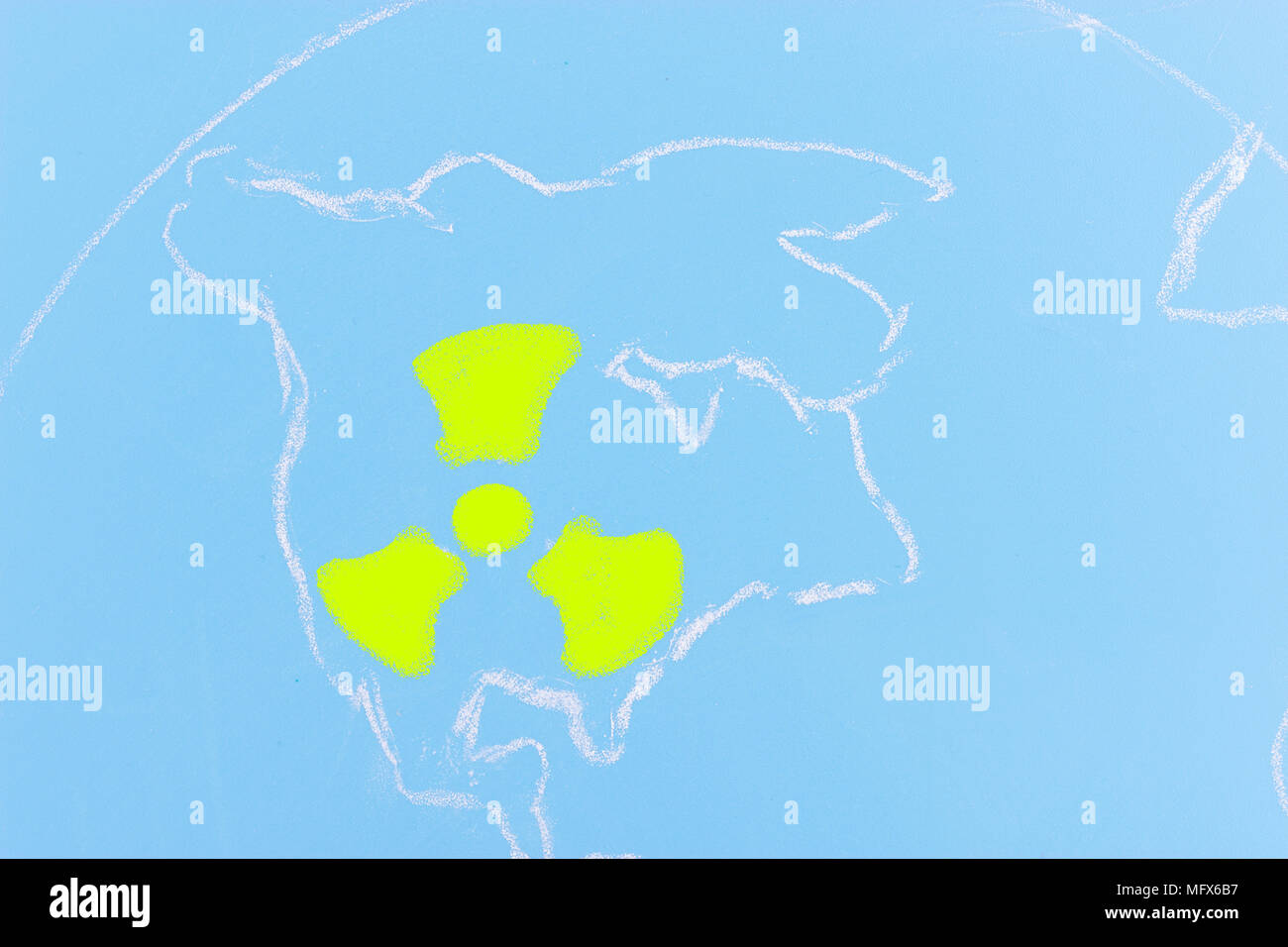 Radioactive radiation warning on the earth planet Stock Photo - Alamy