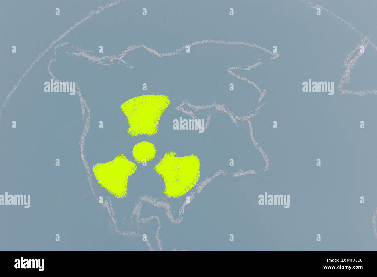 Radioactive radiation warning on the earth planet Stock Photo - Alamy