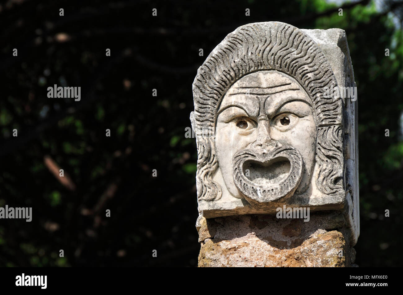 Mask of the theatre of the roman city of Ostia Antica. At the mouth of ...