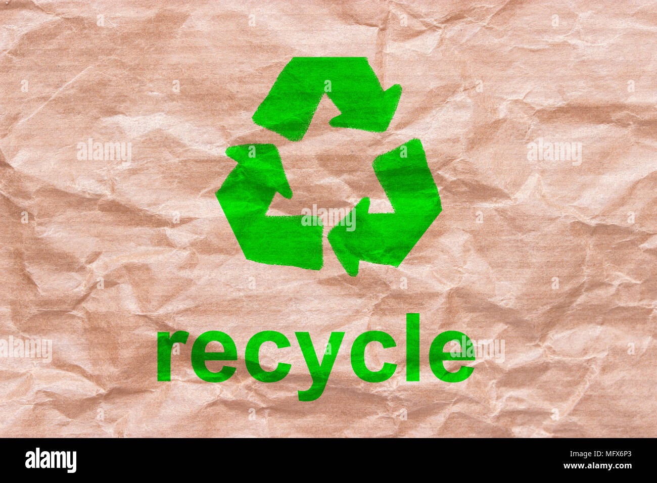 recycle sign on wrapping paper. reuse reduce recycle concept Stock ...