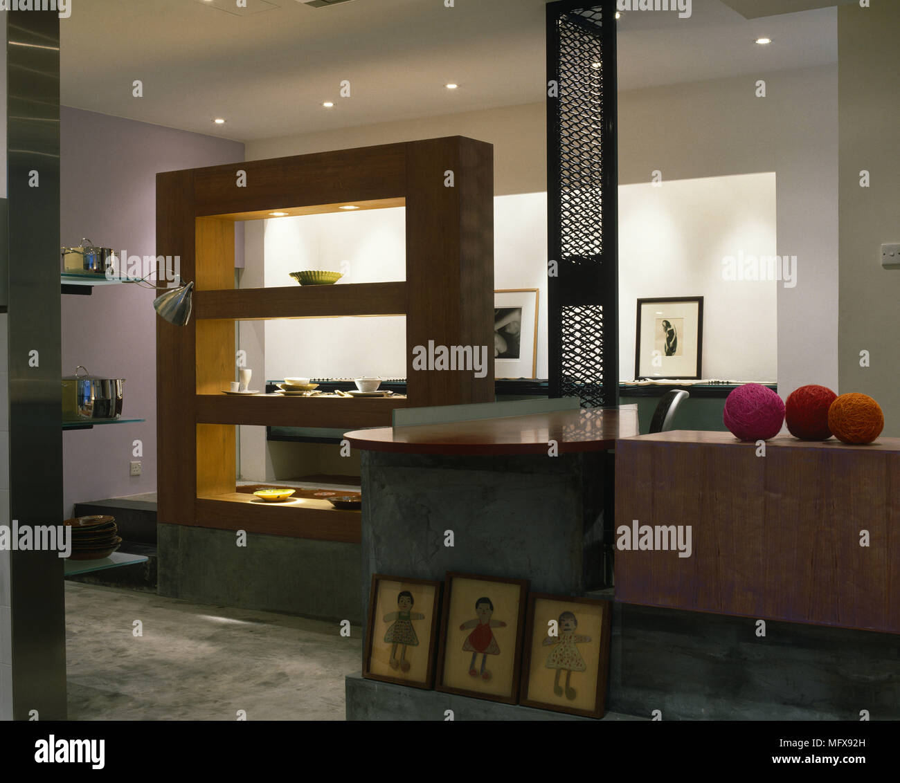 Shelving partition in contemporary room Stock Photo - Alamy