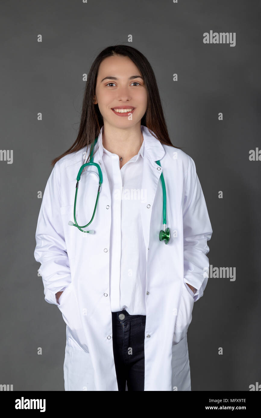 Beautiful smiling Turkish female doctor woman with self confident pose ...