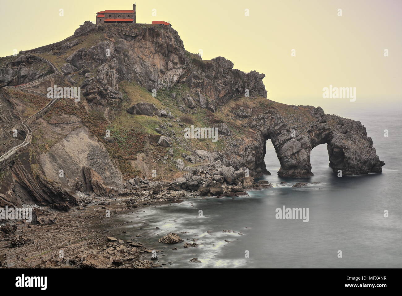 Gaztelugatxe islet with San Juan hermitage on top in Spain.s Basque ...
