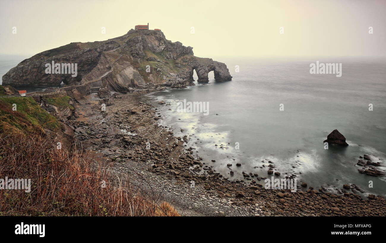Gaztelugatxe islet with San Juan hermitage on top in Spain.s Basque ...
