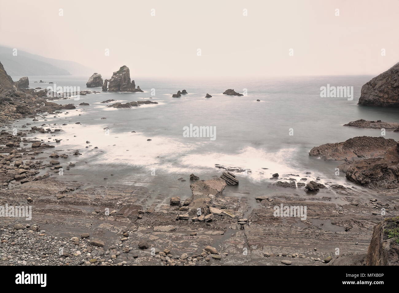 Rocks in a cove to the W.of Gaztelugatxe islet-San Juan hermitage on ...