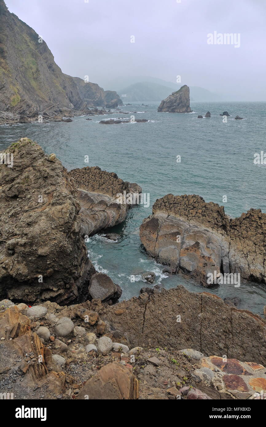Rocks in a cove to the W.of Gaztelugatxe islet-San Juan hermitage on ...