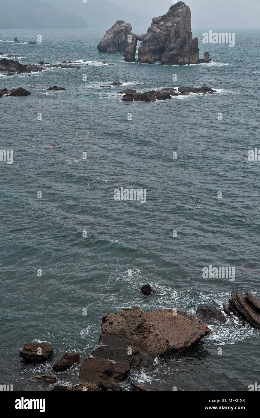Rocks in a cove to the W.of Gaztelugatxe islet-San Juan hermitage on ...