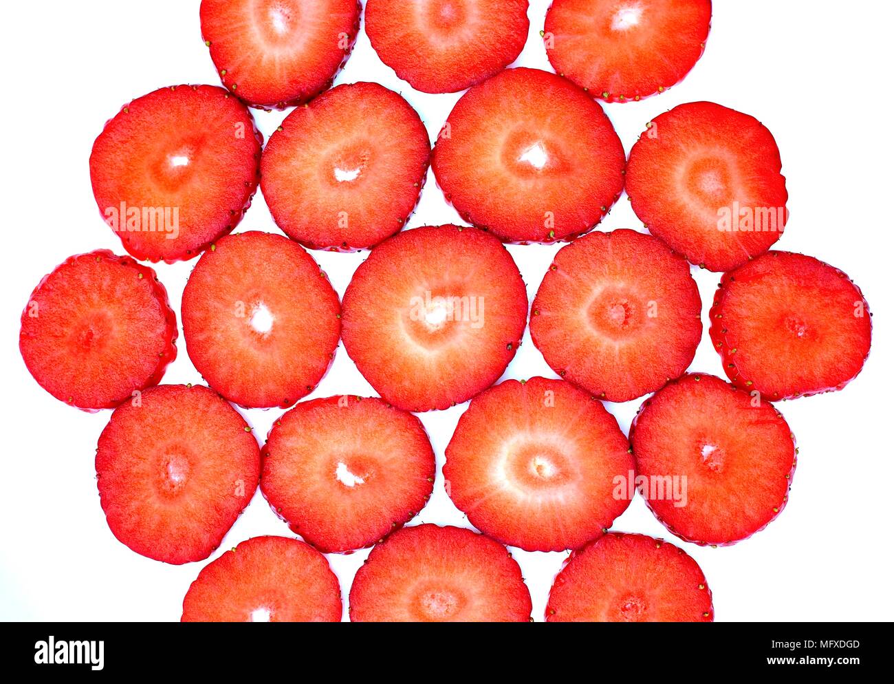 Textures, background, abstract and fruity concept: pattern with red cut ...