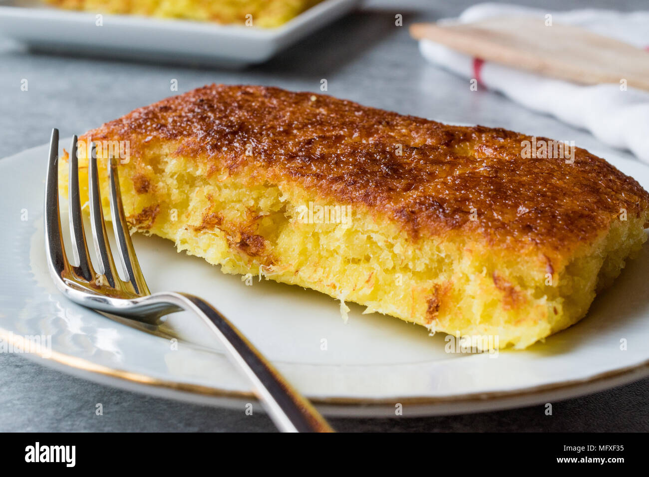 Turkish Dessert Baked Cheese halva / Peynir Helvasi. Traditional ...