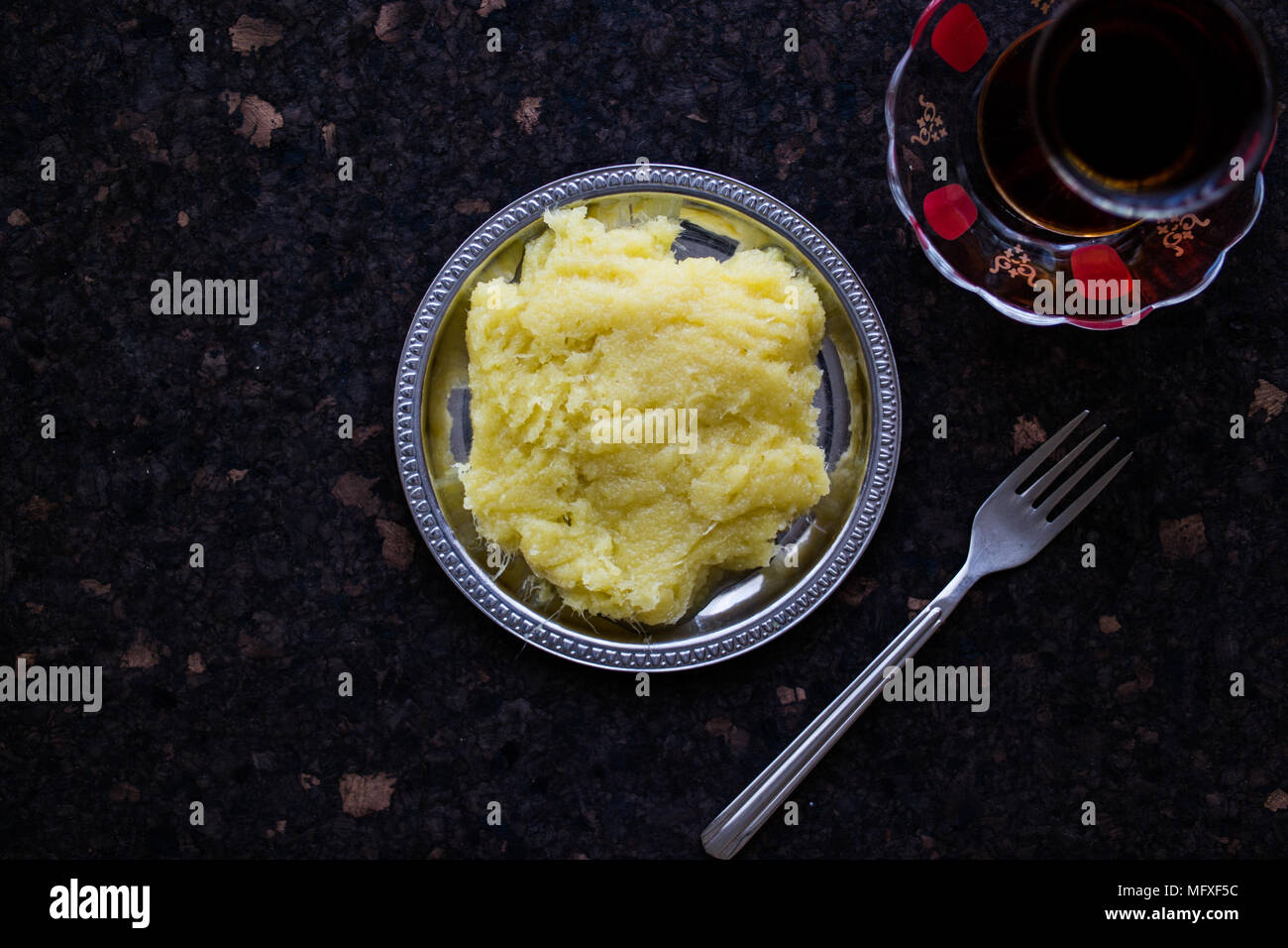 Turkish Cheese halva / Peynir Helvasi with Tea. (Turkish Traditional ...