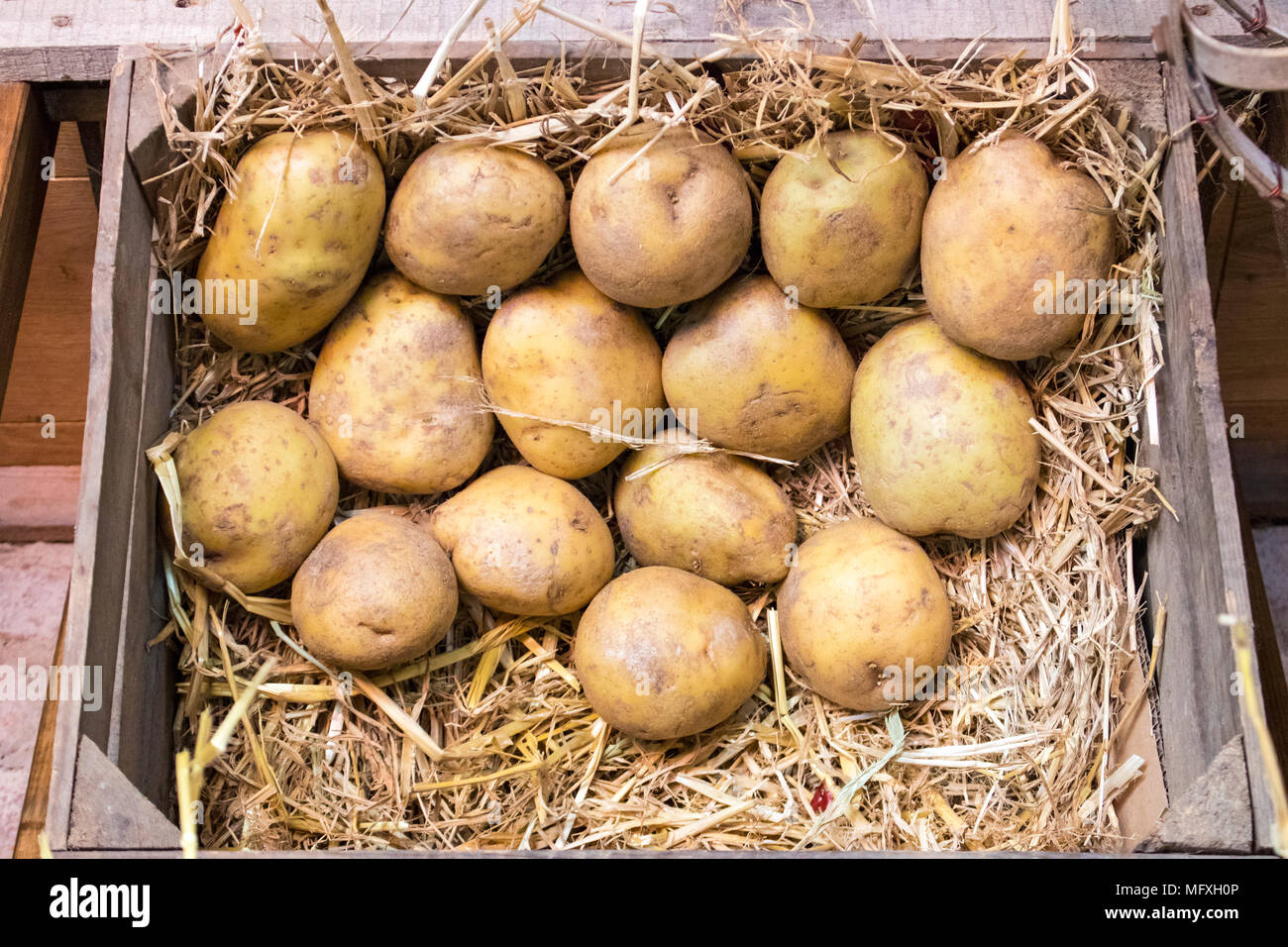 Traditional wooden farmer boxes with friuts and vegetables Stock Photo ...