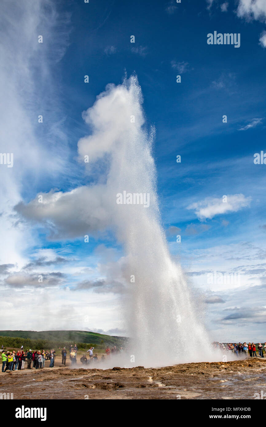 Geyser Strokkur at Haukadalur, Icelands Golden Circle Stock Photo - Alamy