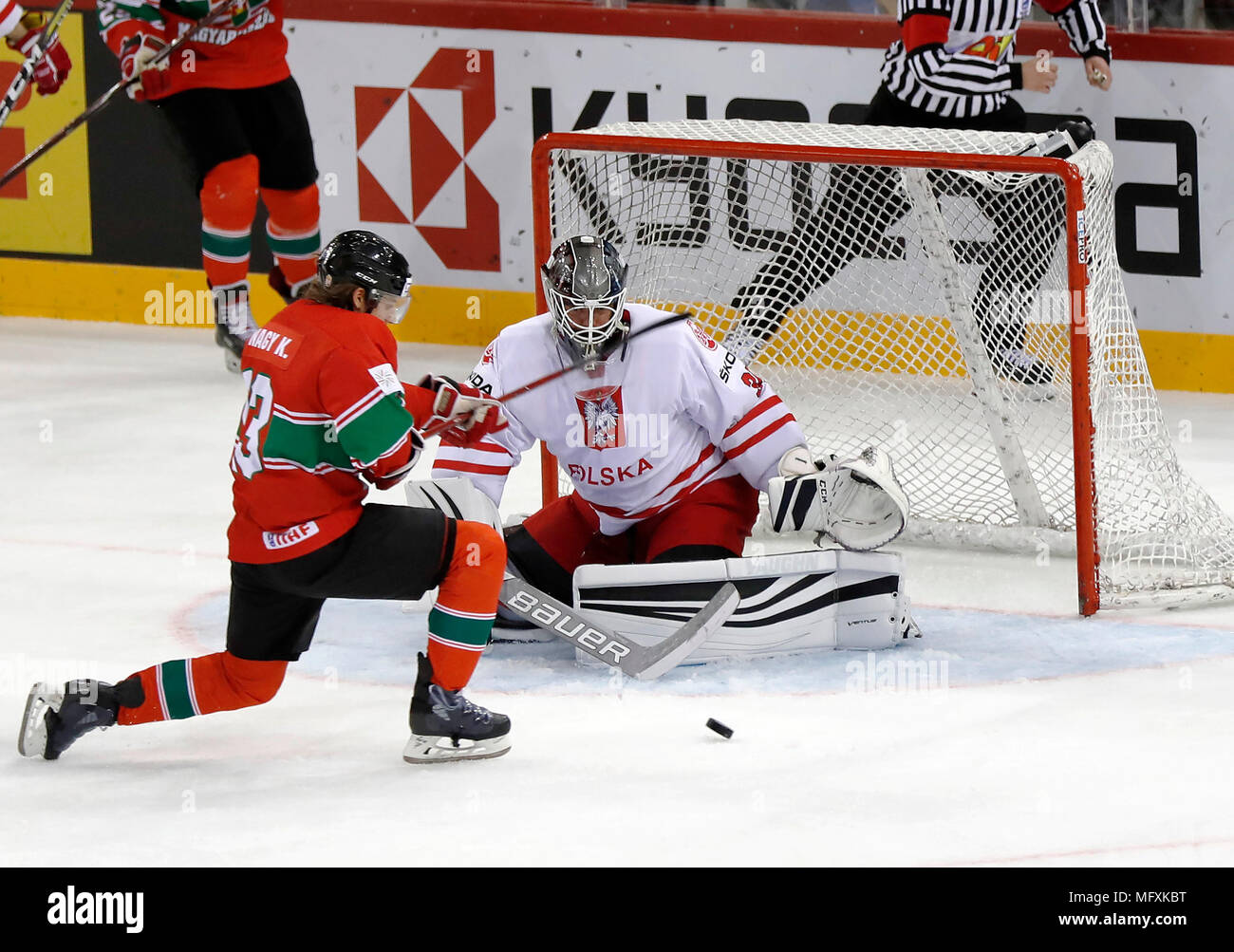 Budapest, Hungary. 26th April, 2018. (l-r) Krisztian Nagy of Hungary ...