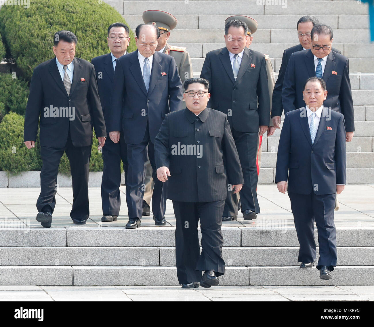 Panmunjom, South Korea. 27th April 2018. Kim Jong-Un, Apr 27, 2018 ...