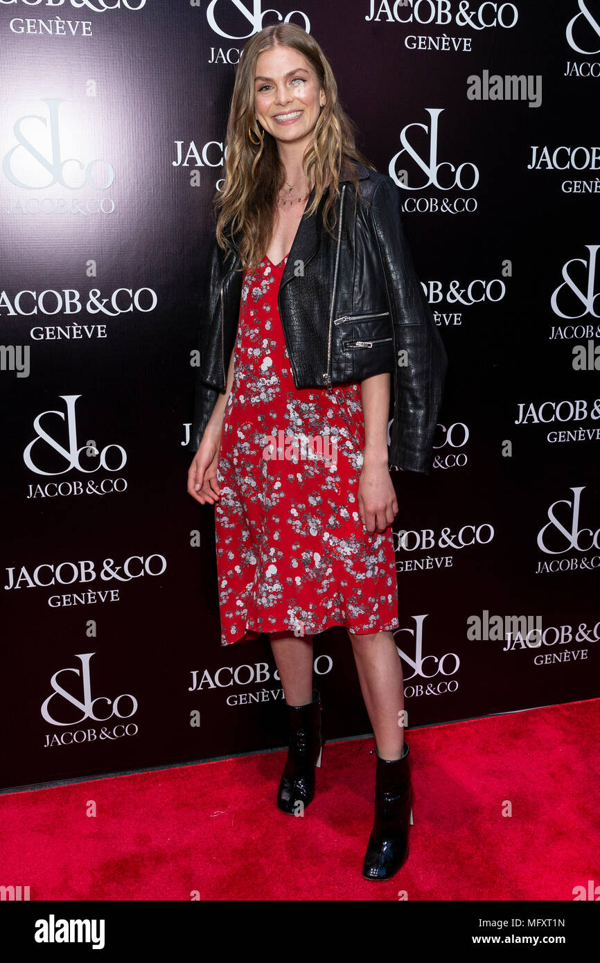 New York, NY - April 26, 2018: Sigrun Eva Jonsdottir wearing dress by ...