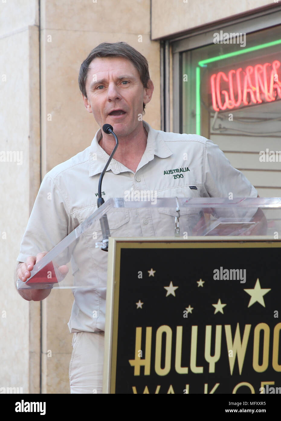 Hollywood, Ca. 26th Apr, 2018. Wess Mannion, pictured as Steve Irwin is ...