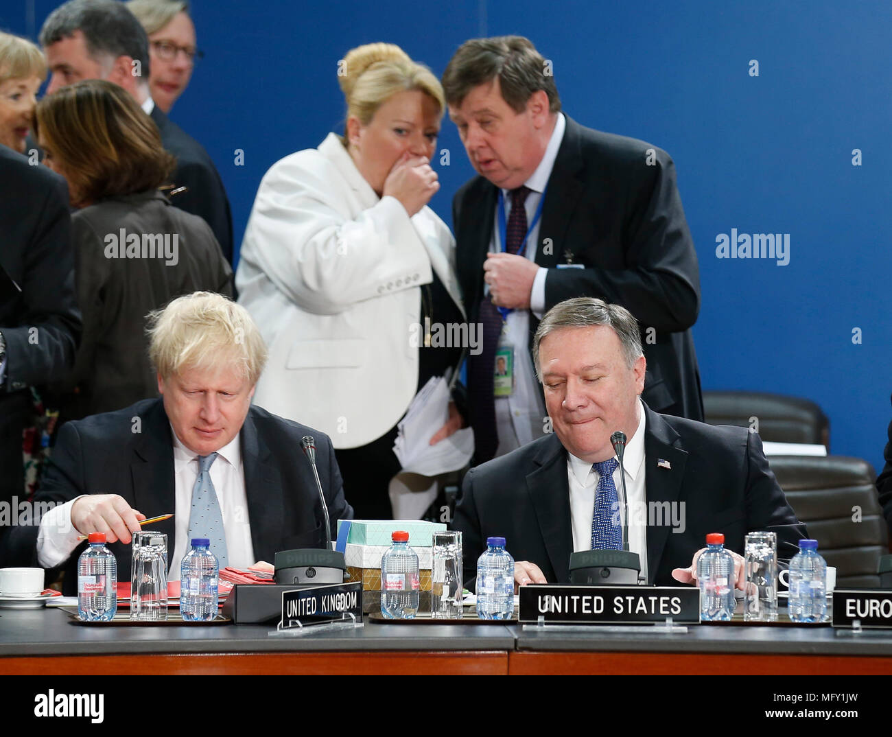 Brussels, Belgium. 27th Apr, 2018. U.S. Secretary of State Mike Pompeo ...