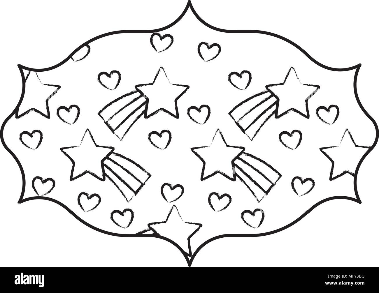 decorative arabic frame with shooting stars and hearts design over ...