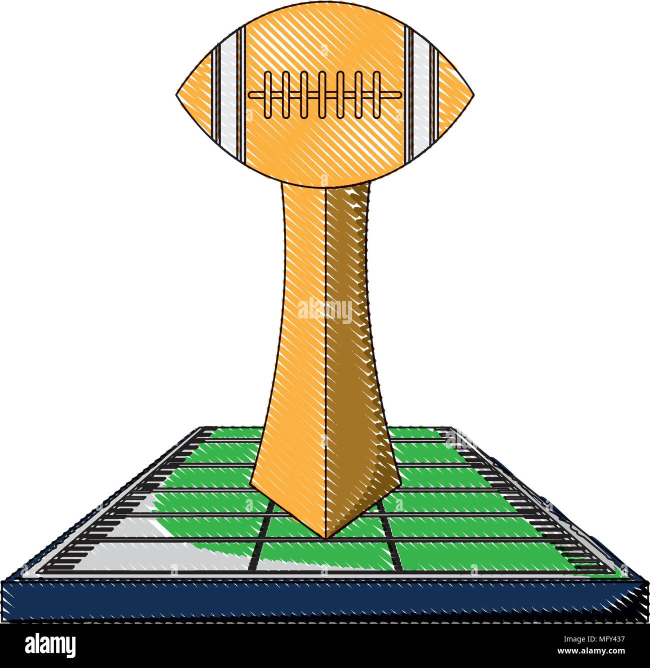 american football trophy with ball shape over white background ...