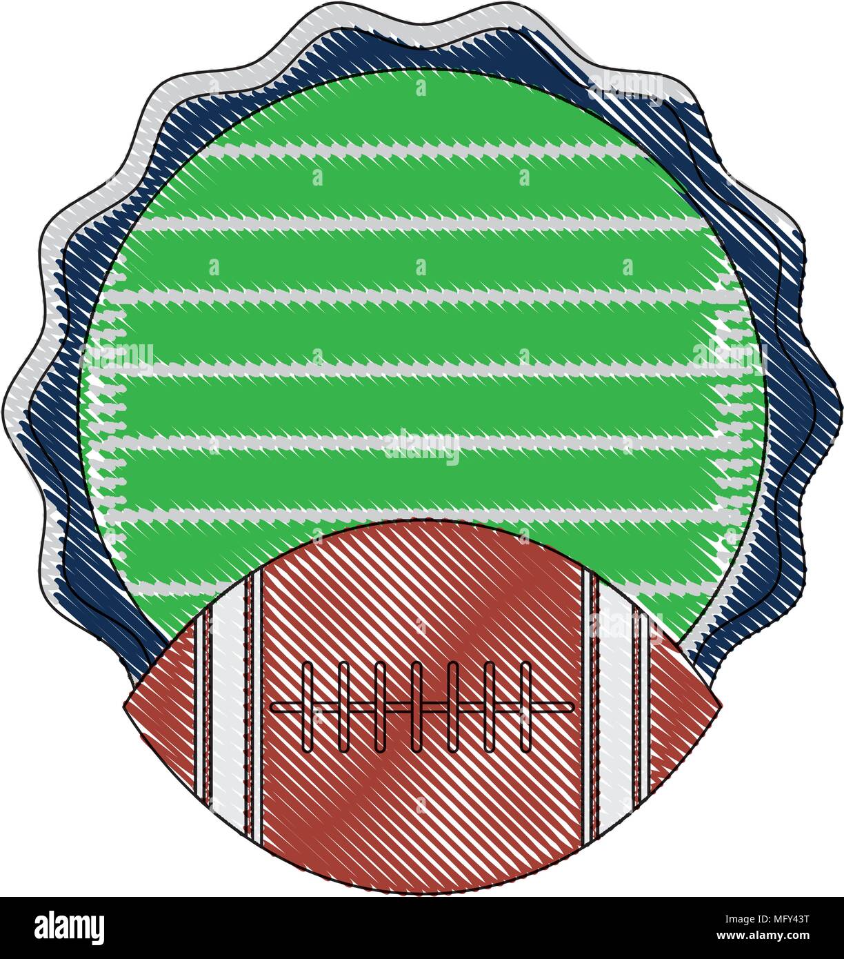 decorative seal stamp with american football design and ball icon over ...