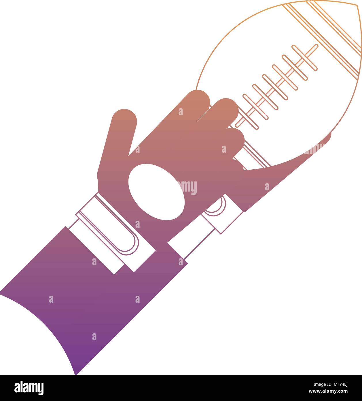 hand with american football ball icon over white background, colorful ...