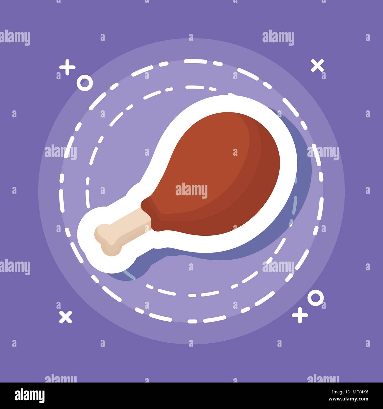 chicken leg icon over purple background, colorful design. vector ...