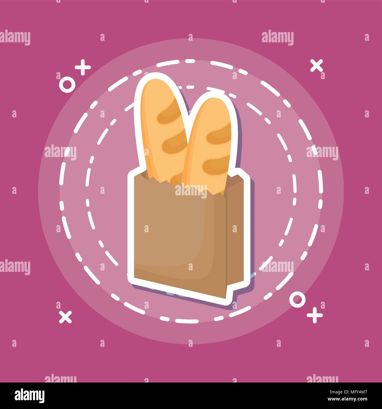 bag of breads icon over purple background, colorful design. vector ...