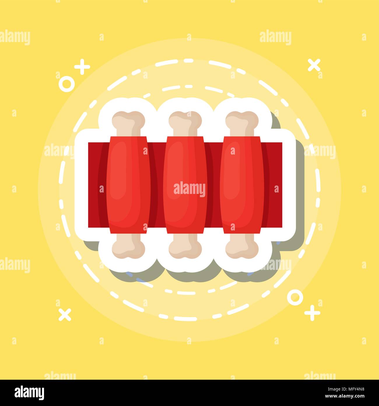 ribs icon over yellow background, colorful design. vector illustration ...